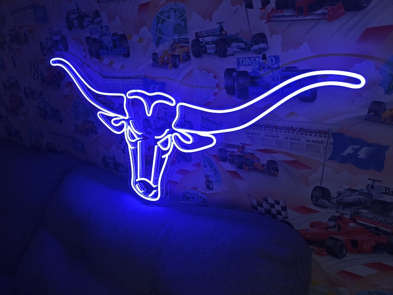 Bull Neon Sign, Western Neon Sign, Cowboy Bull Neon Sign, Rodeo Bull ...