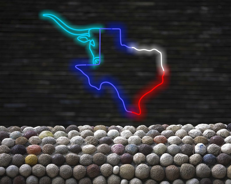 Texas Neon Sign, Texas State Map Neon Sign, Neon Light Map, Texas Neon ...