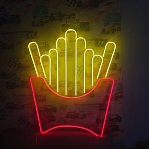 French Fries Neon Sign, Fast Food Neon Sign, Neon Sign Shaped Like Cup ...