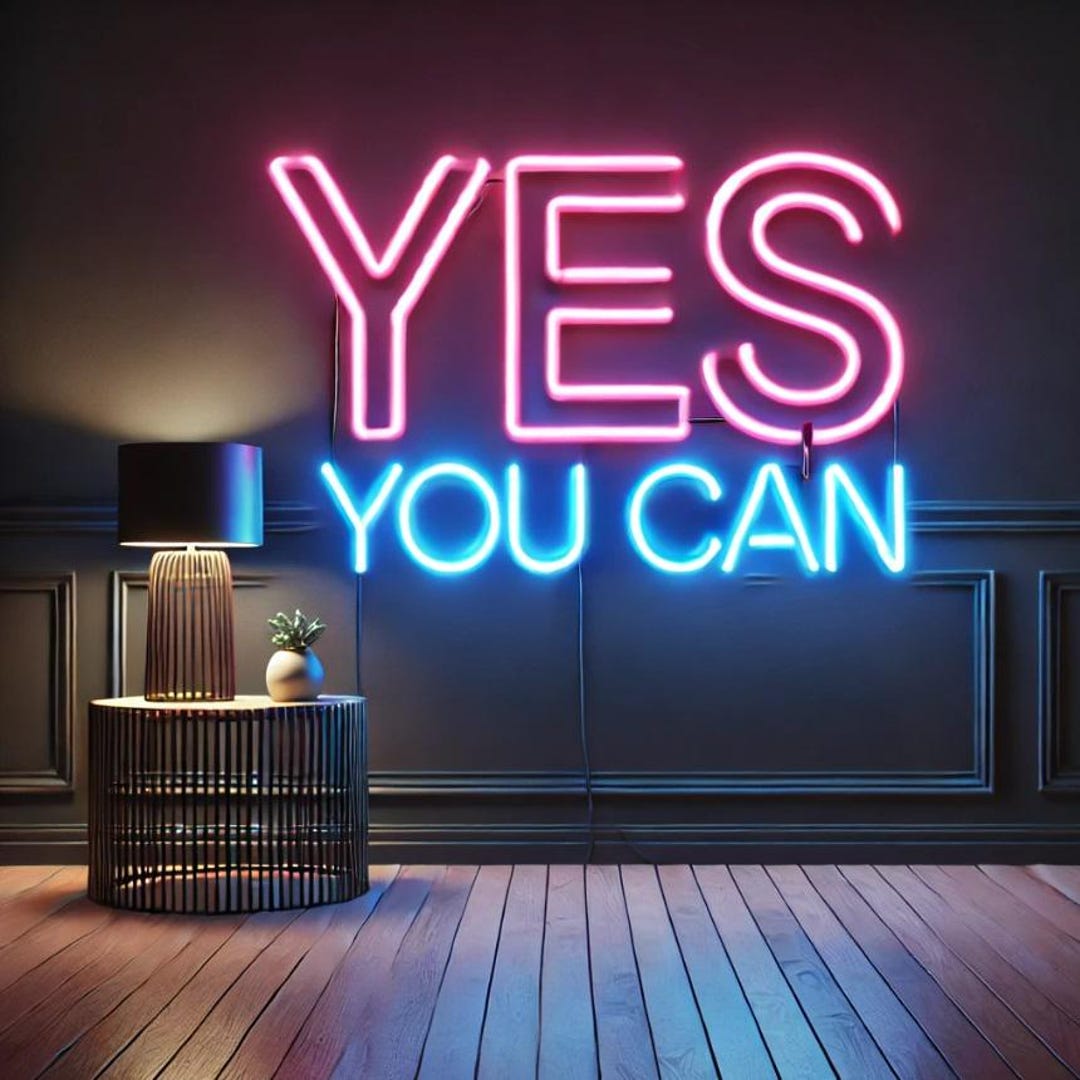 Yes You Can Neon Sign, Gym Neon Sign, Gymmer Room Wall Decor, Muscle ...