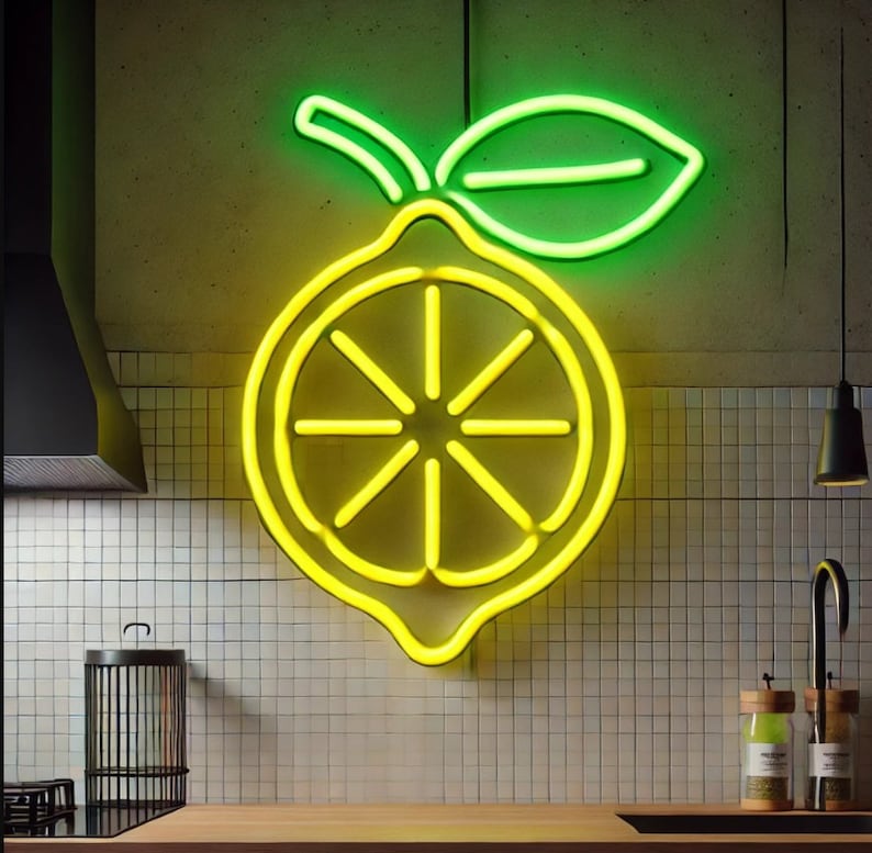 Lemon Neon Sign, Neon Lemon Half Sign, Neon Squeezed Lemon Sign, Lemon ...