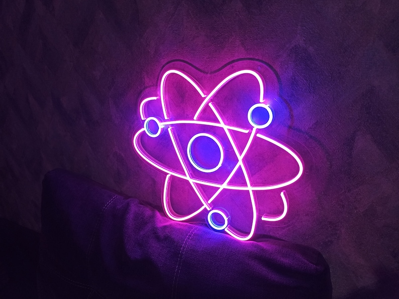 Neon Sign Atom, Dna Neon Light, Neon Sign Nuclear, Atom Neon, Atomic ...