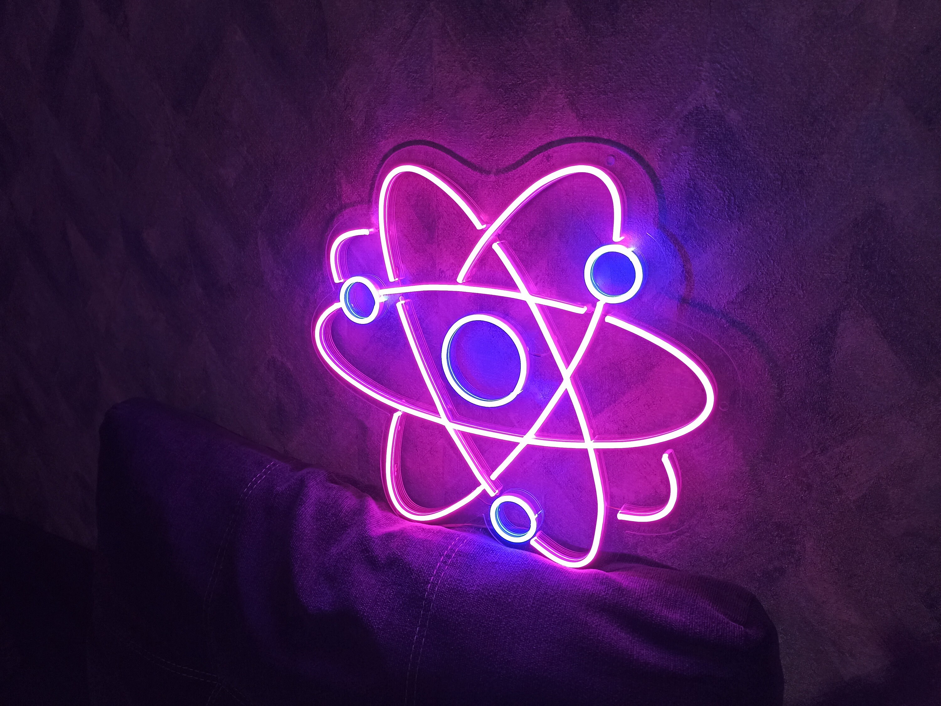 Neon Sign Atom, Dna Neon Light, Neon Sign Nuclear, Atom Neon, Atomic ...