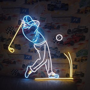 Golf Player Neon Sign, Neon Golf Sign, Neon Golf Ball Sign, Golf-themed ...