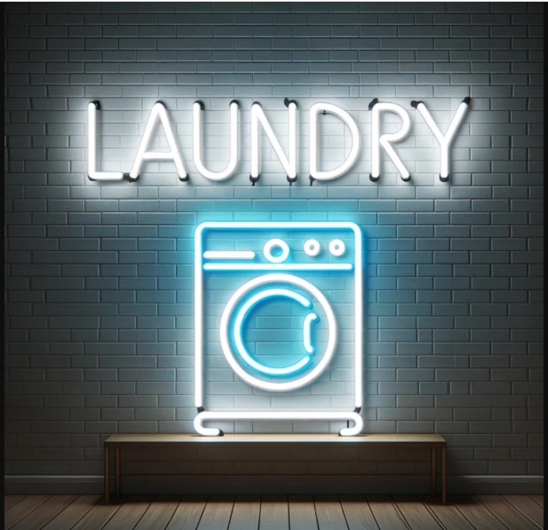 Laundry Machine Neon Sign, Washing Machine With Inscription Neon Sign ...