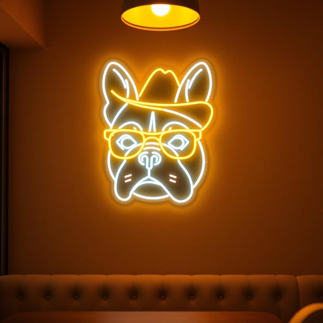 French Bulldog Head Sign, Bulldog Neon Sign, Bulldog-shaped Neon Light ...