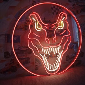 Dinosaur Neon Sign, Dinosaur Head Neon Sign, T-rex Neon Sign, Predator ...
