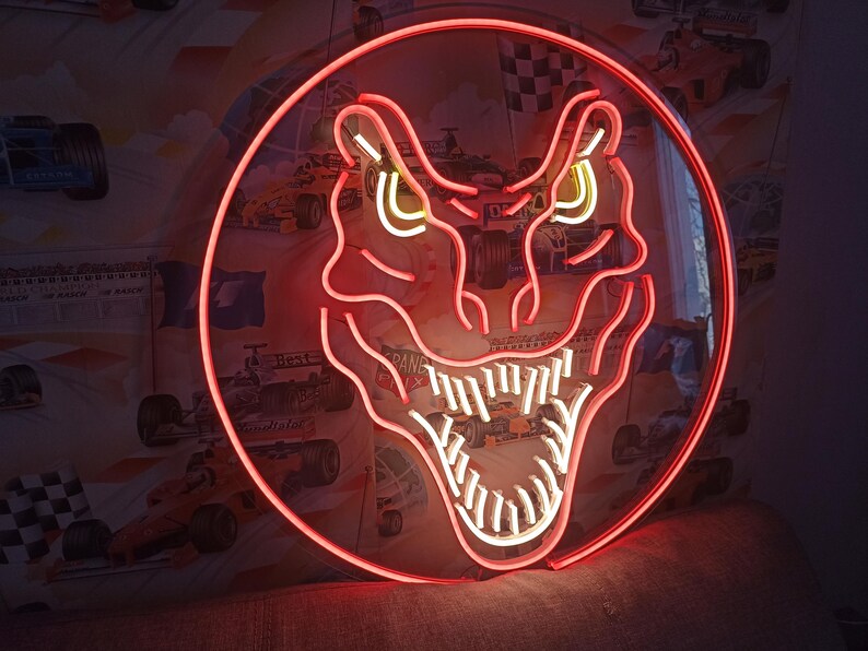 Dinosaur Neon Sign, Dinosaur Head Neon Sign, T-rex Neon Sign, Predator ...