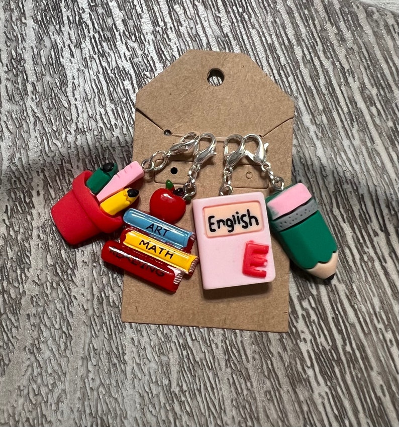 Teacher Themed Stitch Marker Set of 4 for Knitting, Crochet, & Crafting ...
