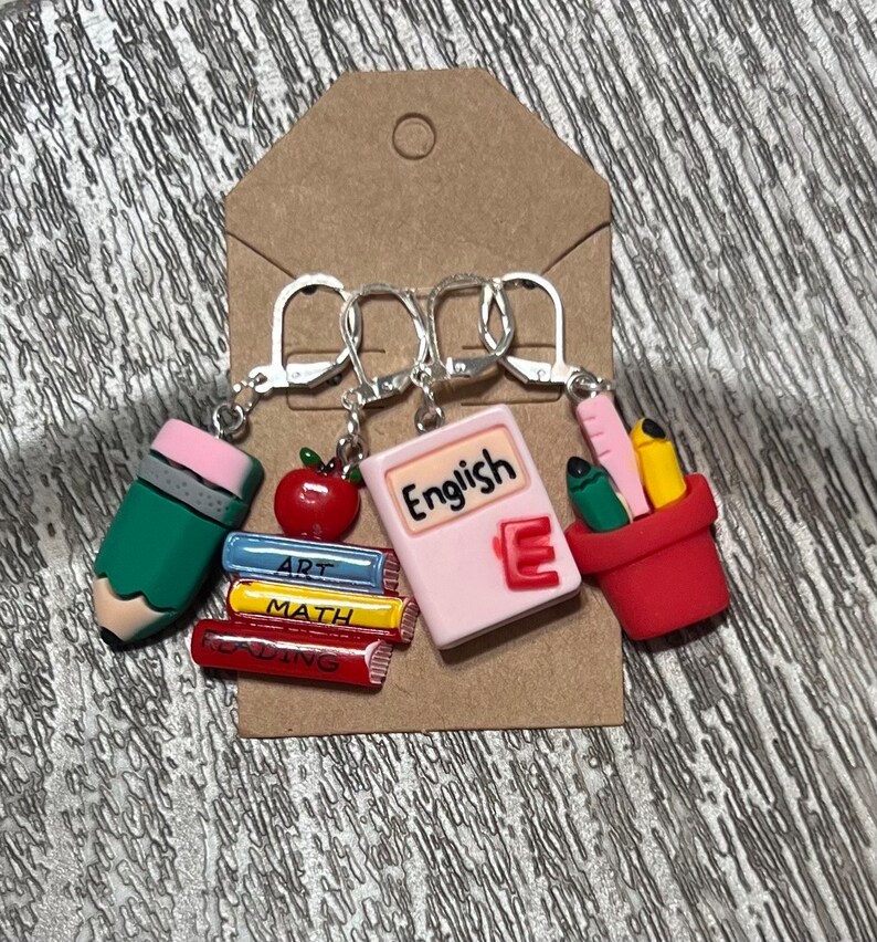 Teacher Themed Stitch Marker Set of 4 for Knitting, Crochet, & Crafting ...