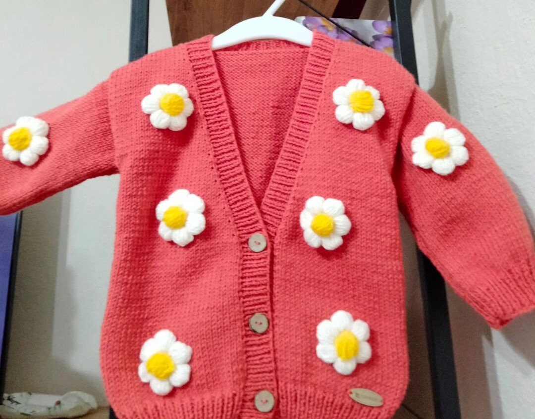 Handmade Knitted Daisy Flower Sweater - Etsy