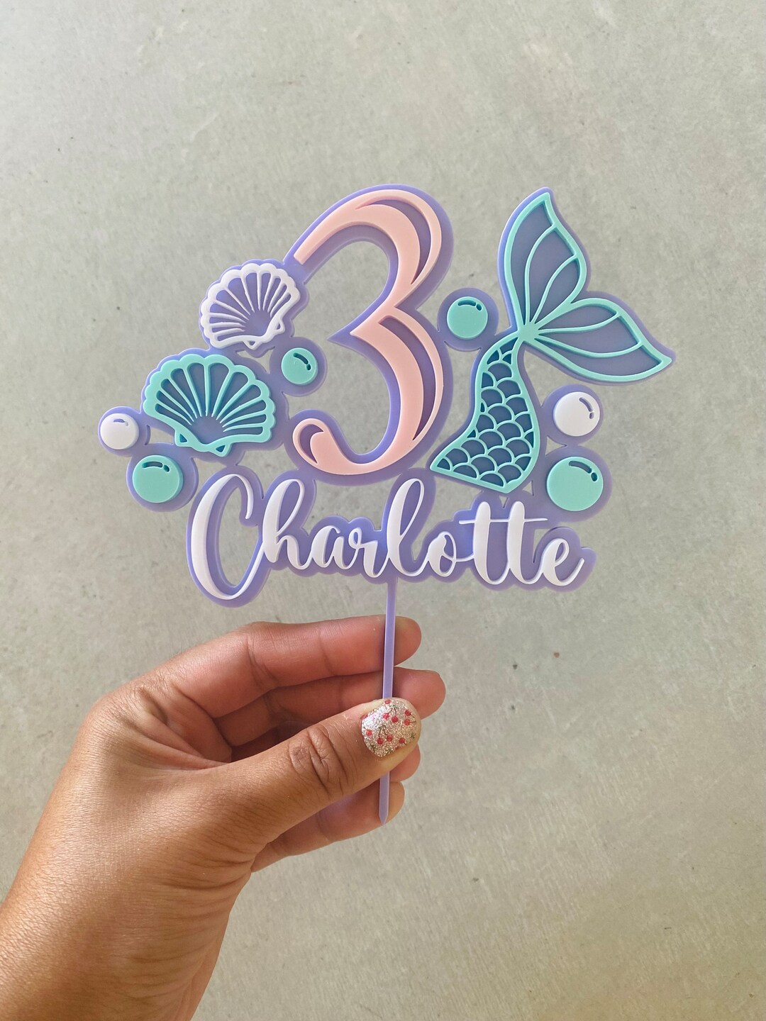 Layered Mermaid Themed Cake Topper - Etsy Australia