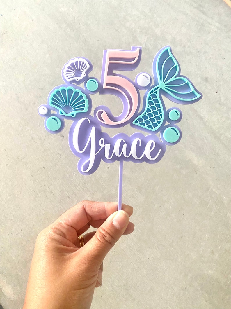 Layered Mermaid Themed Cake Topper - Etsy