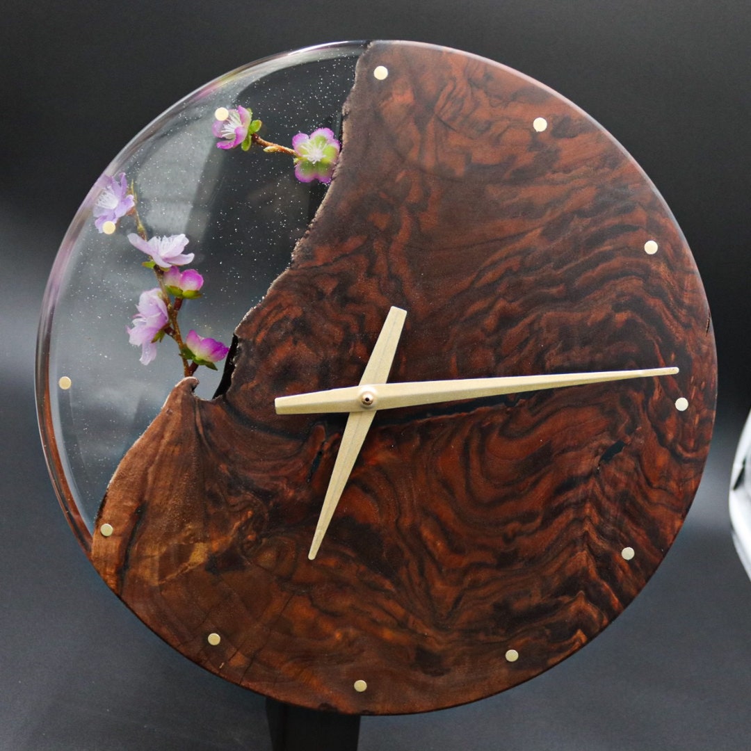 Large Live Edge Walnut Epoxy Resin Clock, Nature Themed Art, Home Wall ...