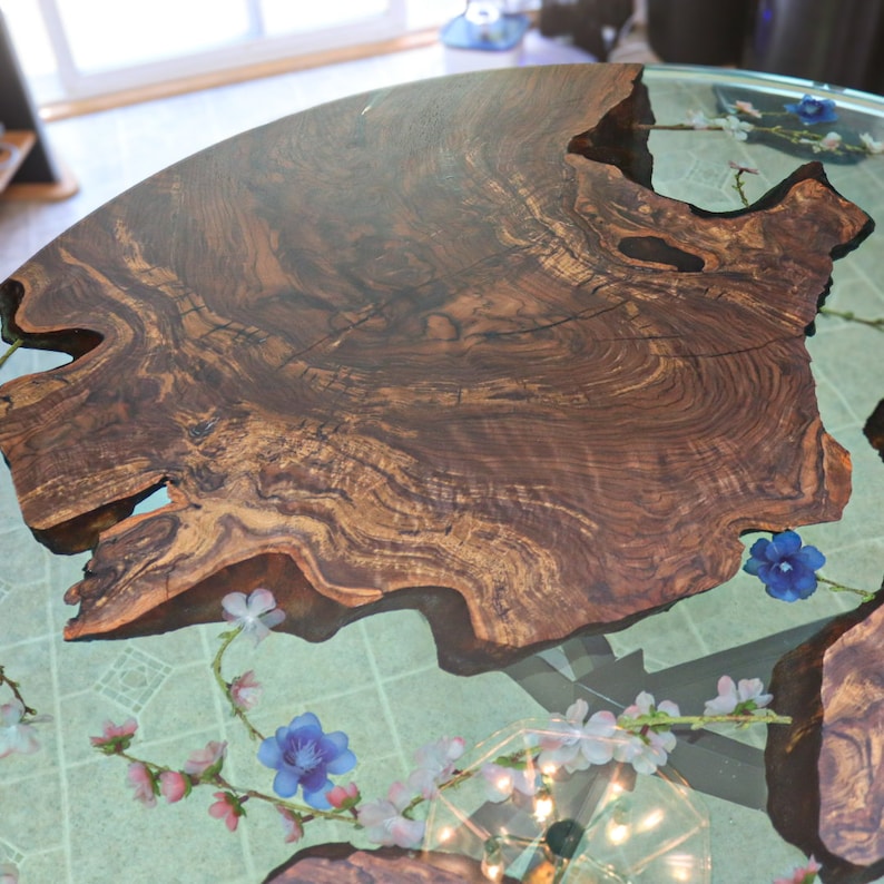 Round Black Walnut Epoxy Table, Dining Table, Modern Furniture, Live ...