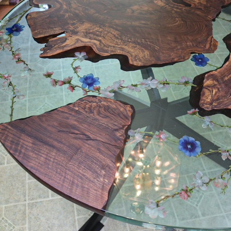Round Black Walnut Epoxy Table, Dining Table, Modern Furniture, Live ...