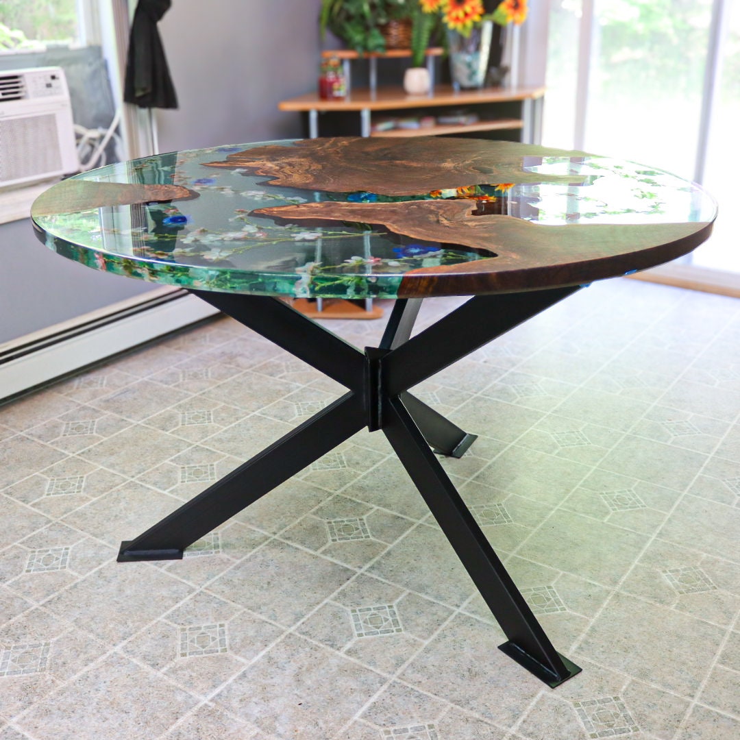 Round Black Walnut Epoxy Table, Dining Table, Modern Furniture, Live ...