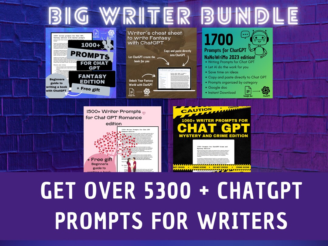 Chatgpt Prompts for Writer Bundle Chat GPT Fiction Writing Ideas for AI ...