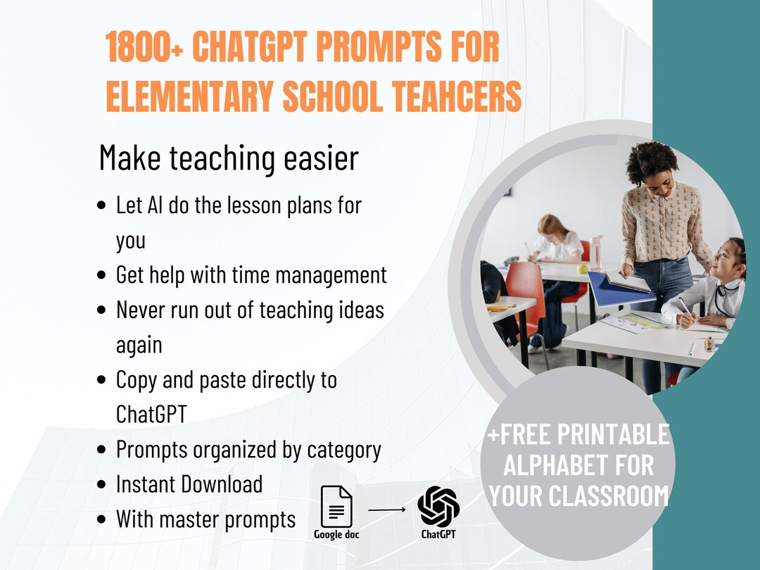 ChatGPT Prompts for Elementary School 1800 Teachers Prompts Chat GPT ...