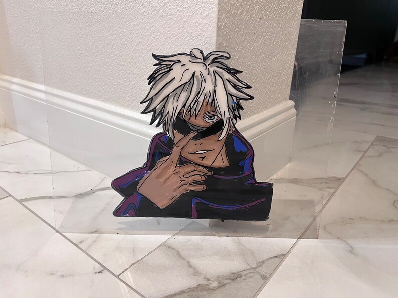 Anime Gojo Satoru Glass Acrylic Glass Painting - Etsy