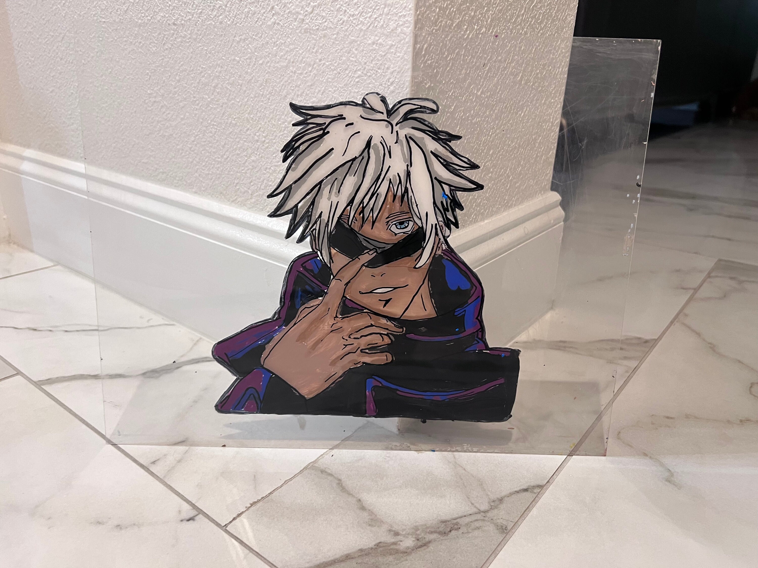 Anime Gojo Satoru Glass Acrylic Glass Painting - Etsy