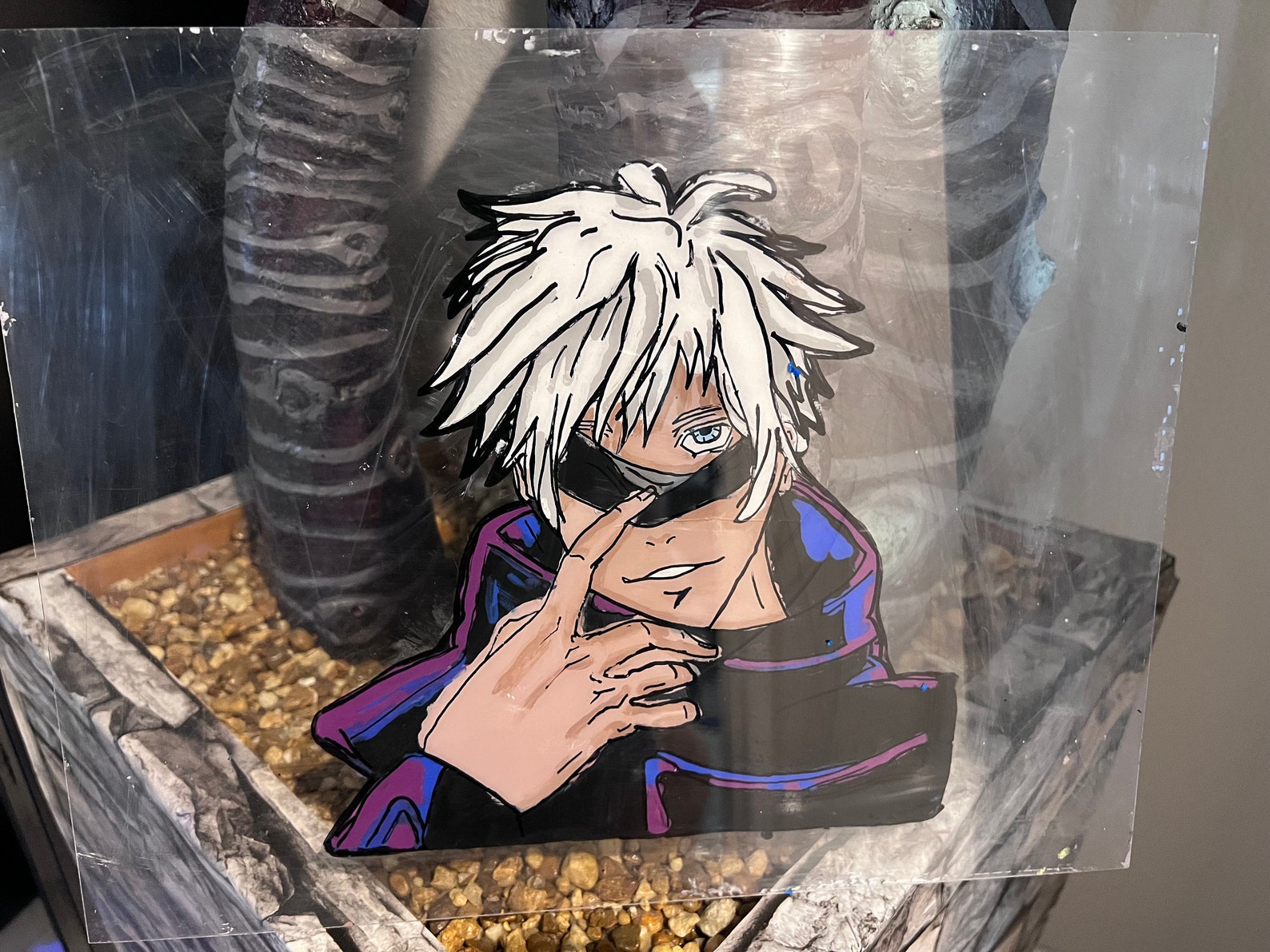 Anime Gojo Satoru Glass Acrylic Glass Painting - Etsy