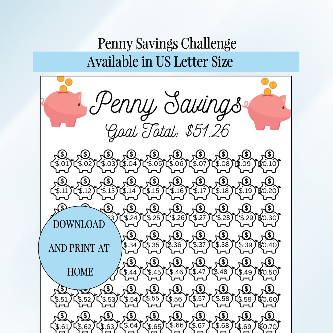 Penny Savings Challenge Tracker: Low Income Savings (digital Download ...