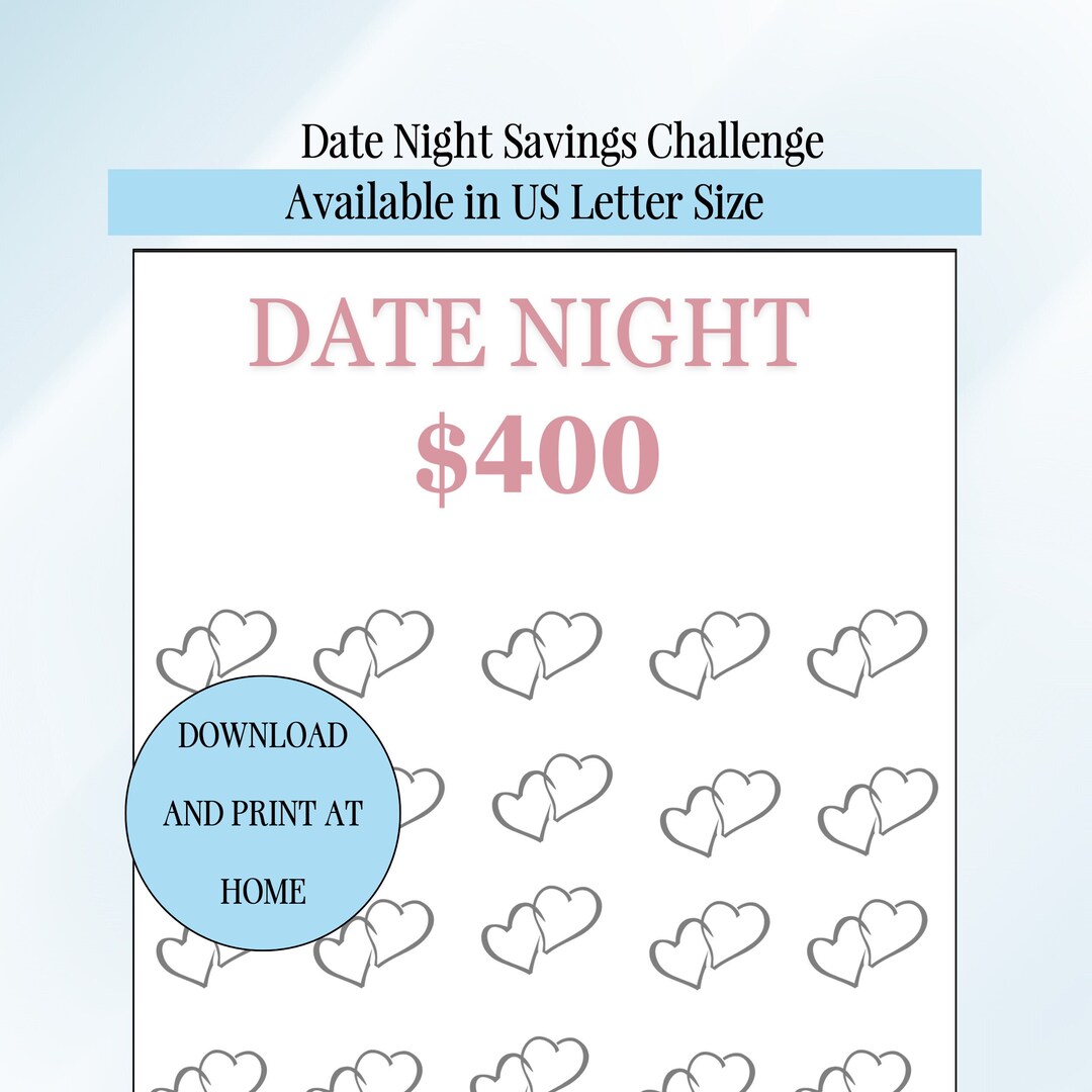 Date Night Savings Challenge Tracker: Romance Budget (digital Download ...