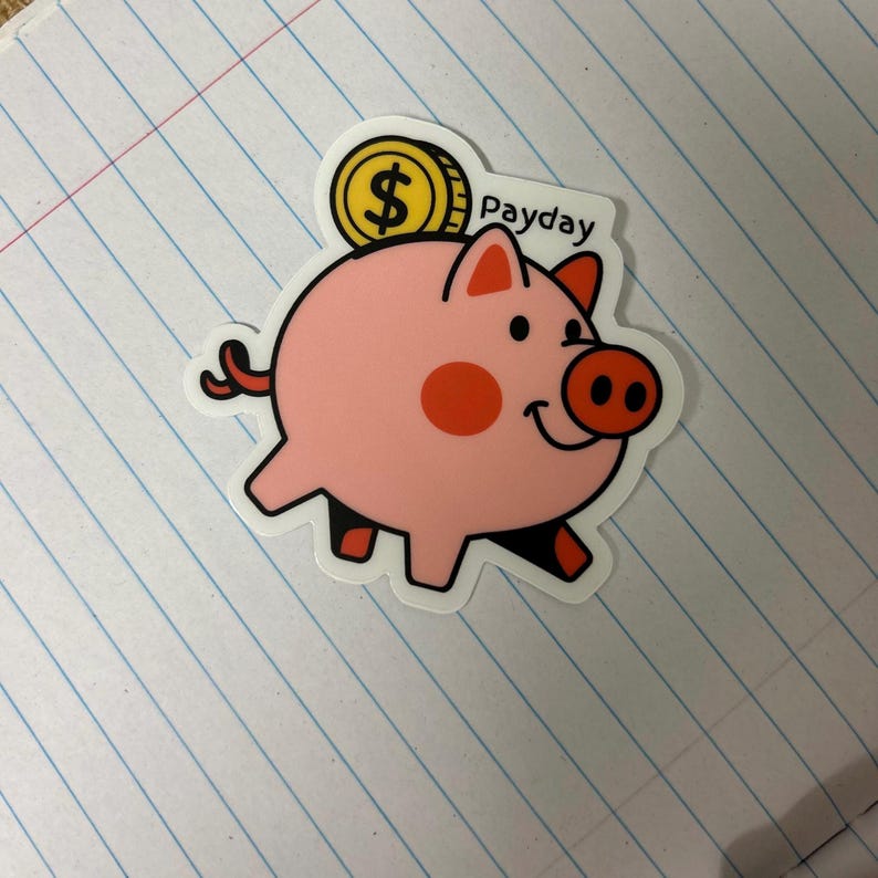 Piggy Payday Sticker for Planners Cute Piggy Payday Savings Sticker ...
