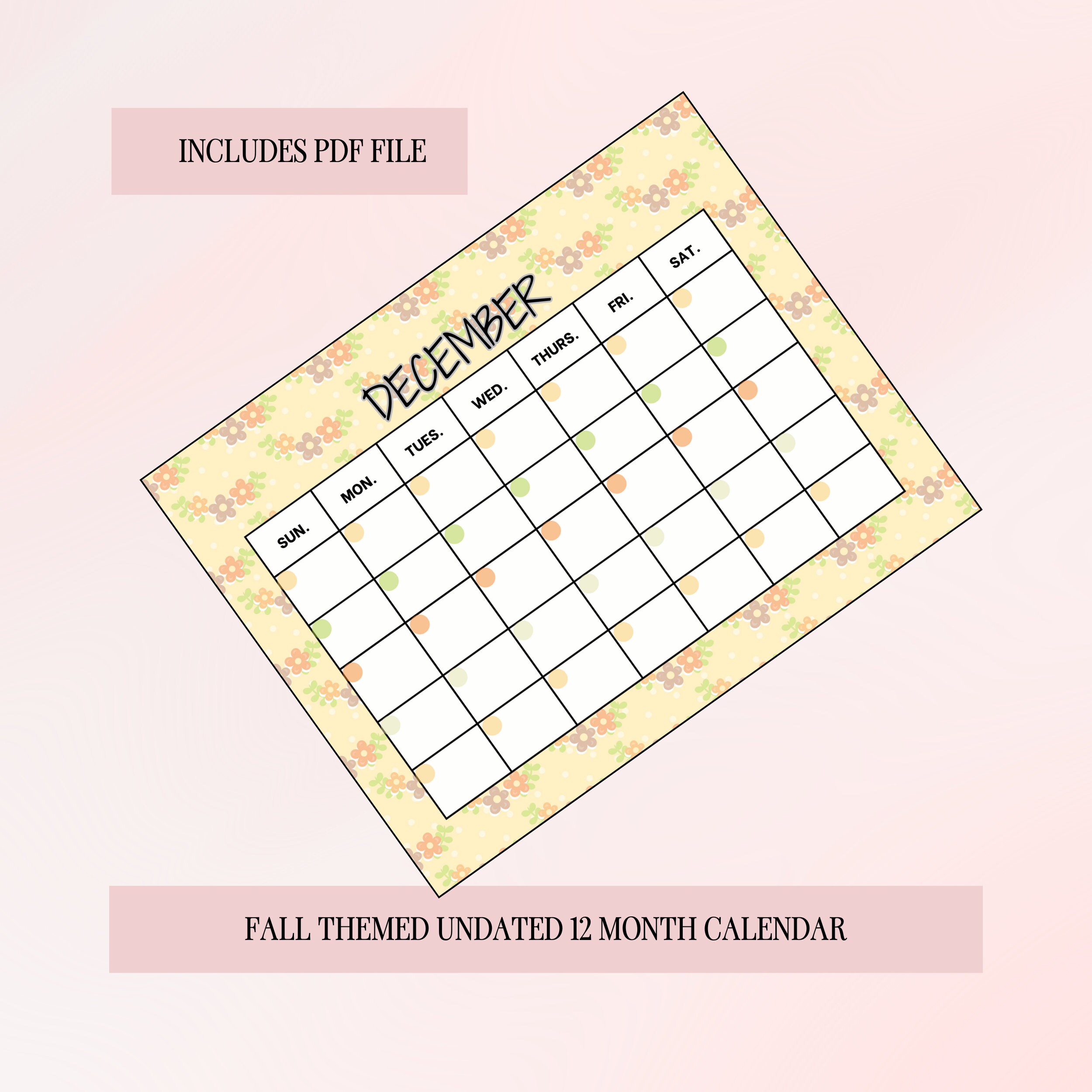 Fall Digital Calendar Custom Calendar Organizer Adaptable Date Planner ...