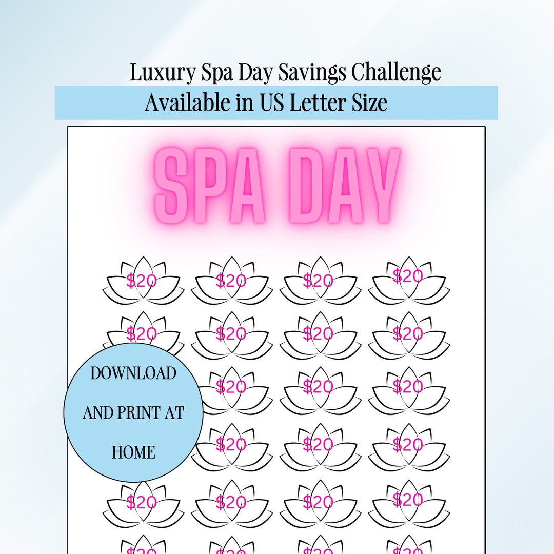 Spa Day Savings Challenge Tracker: Self-care Budget (digital Download ...