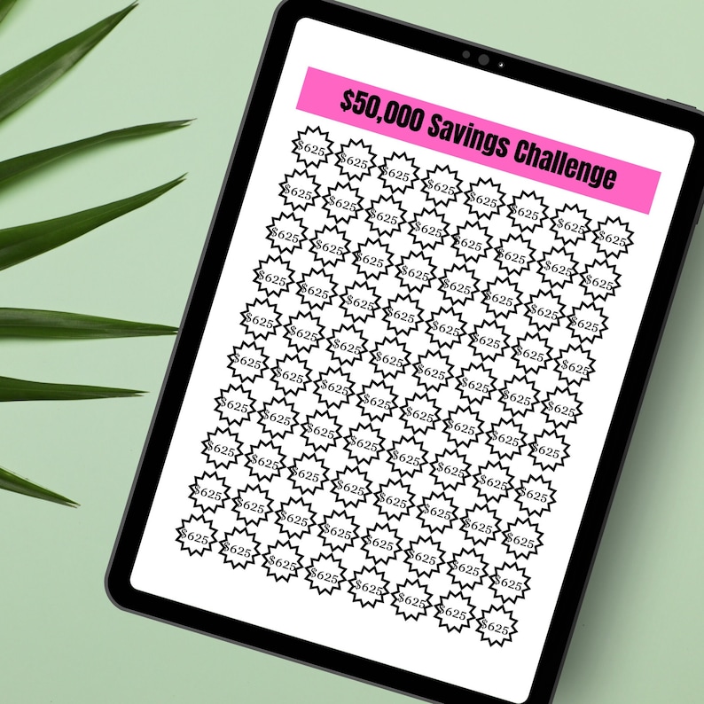 50K Savings Tracker for Finances Simple Savings Challenge for Money ...