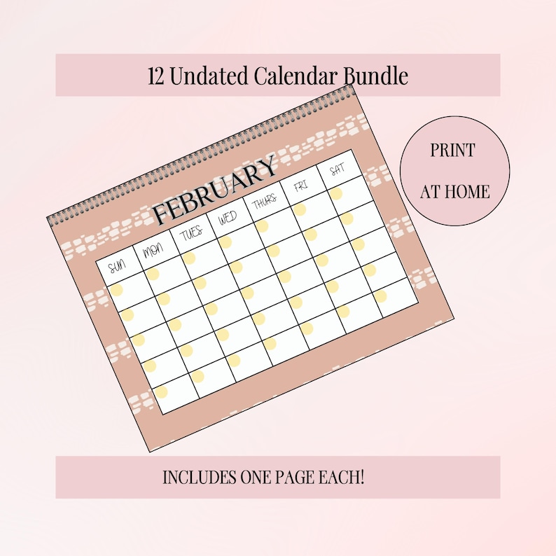Boho Calendar Boho 12 Month Calendar Undated Boho Planner Bohemian ...