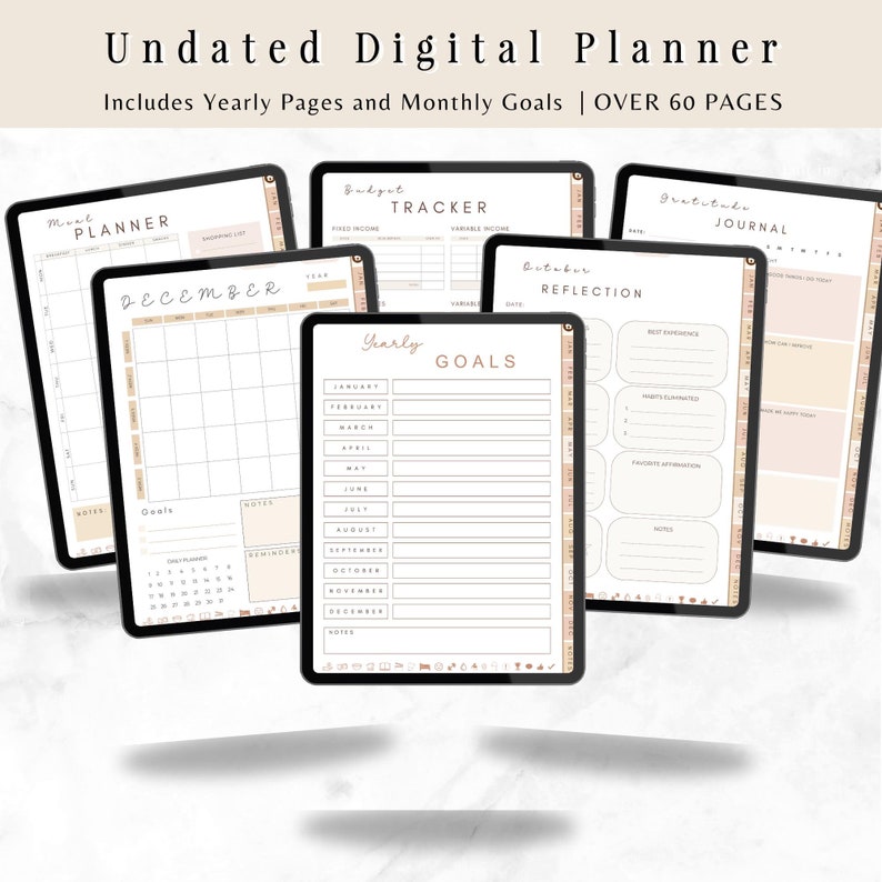 All in One Undated Digital Planner Daily Weekly Monthly Yearly Planner ...
