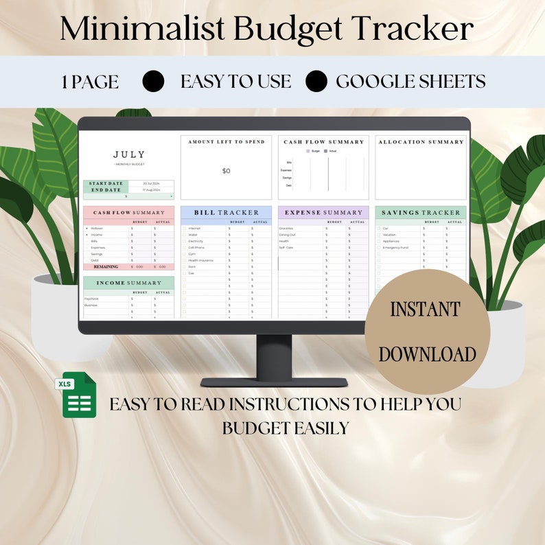 Budget Planner Google Sheets Paycheck Budget Tracker Monthly Budget ...