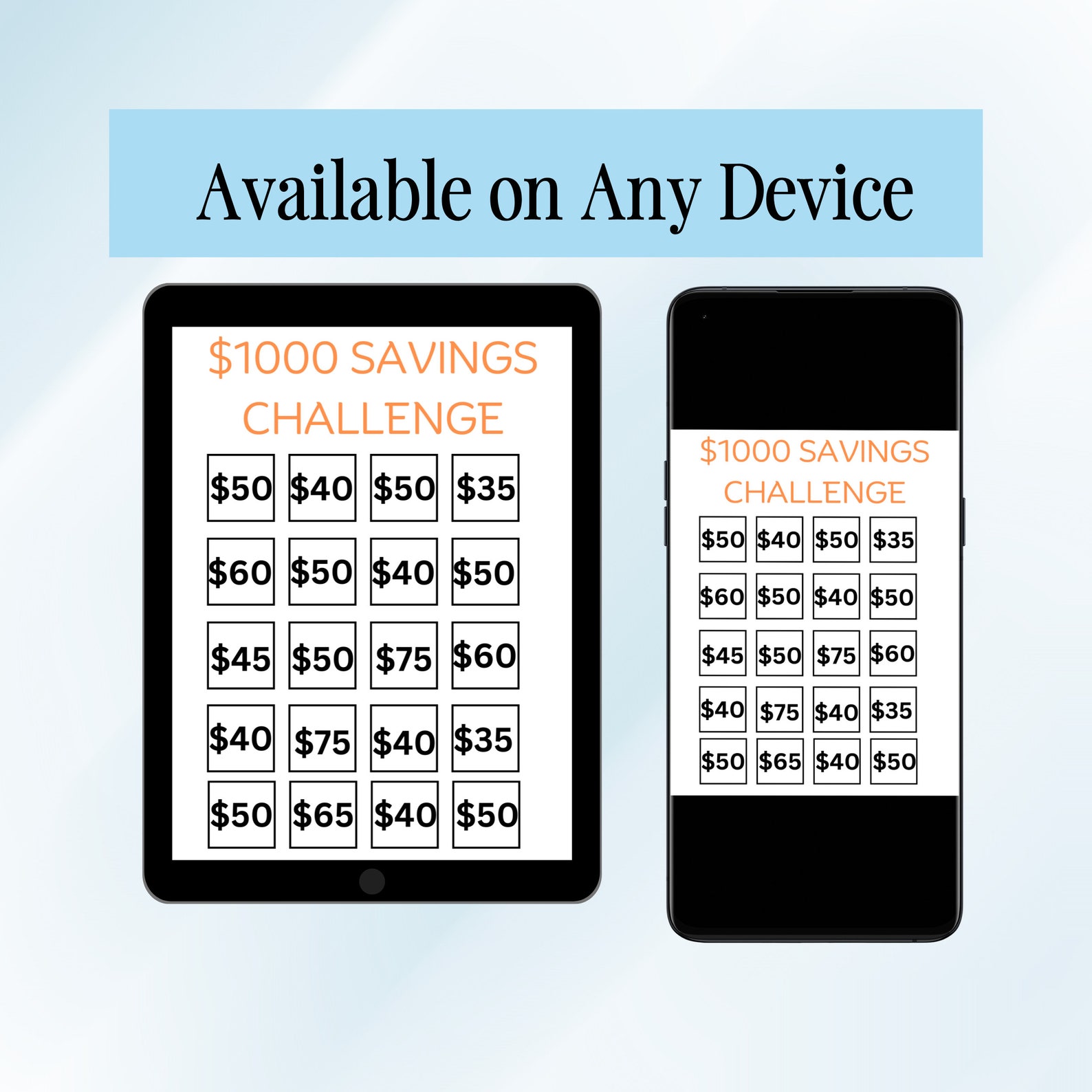 1000 Savings Challenge 1000 Savings Printable Tracker Financial ...