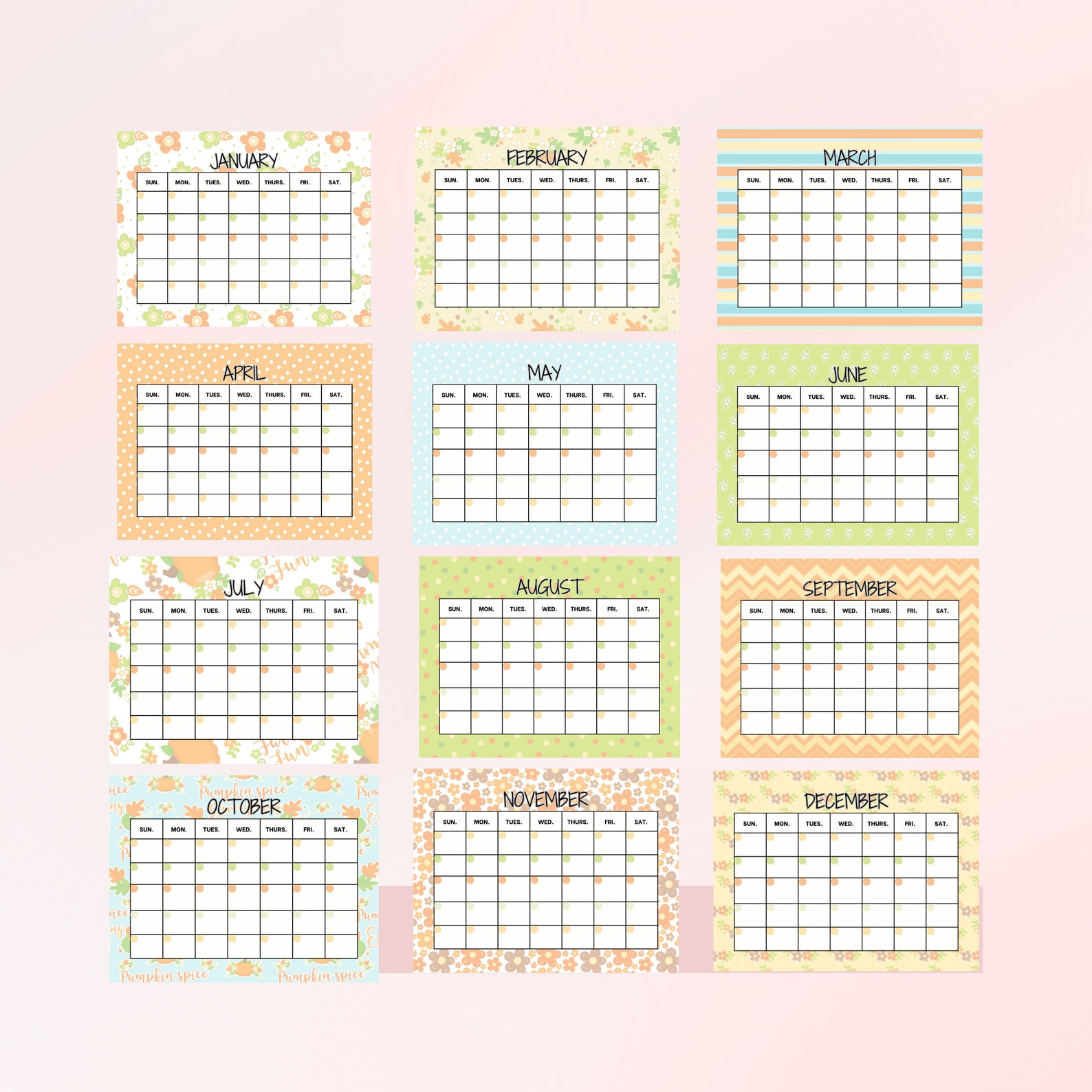 Fall Digital Calendar Custom Calendar Organizer Adaptable Date Planner ...