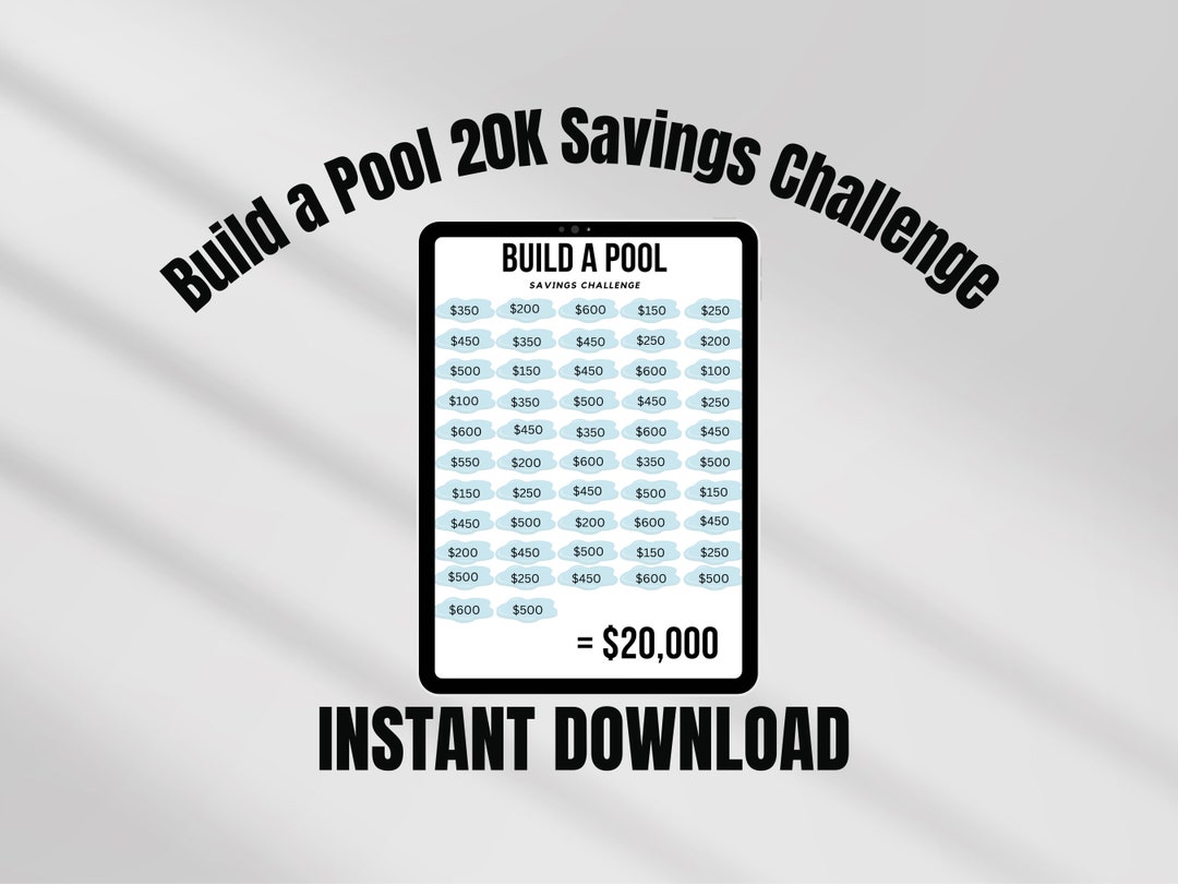 Build A Pool 20K Savings Challenge Tracker Plan and Save for Your Pool ...