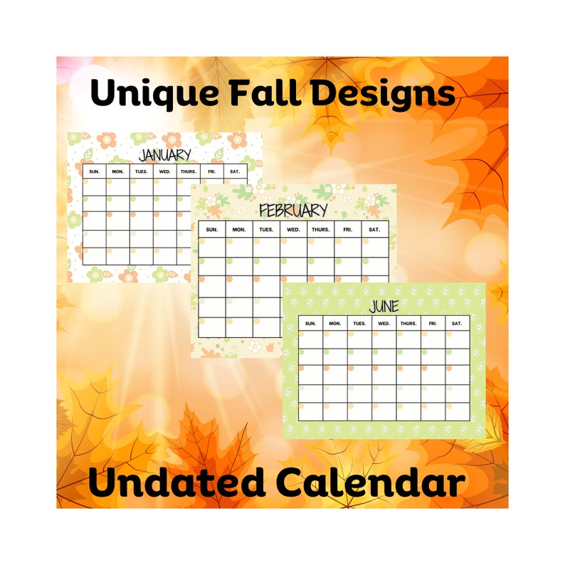 Fall Digital Calendar Custom Calendar Organizer Adaptable Date Planner ...