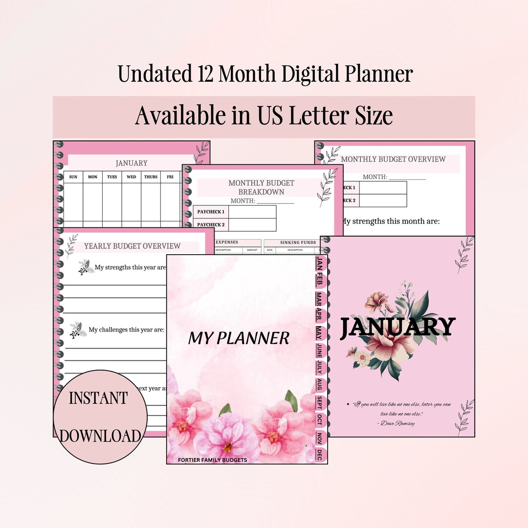 Undated Digital Planner Printable Planner for Budgeting Daily/weekly ...