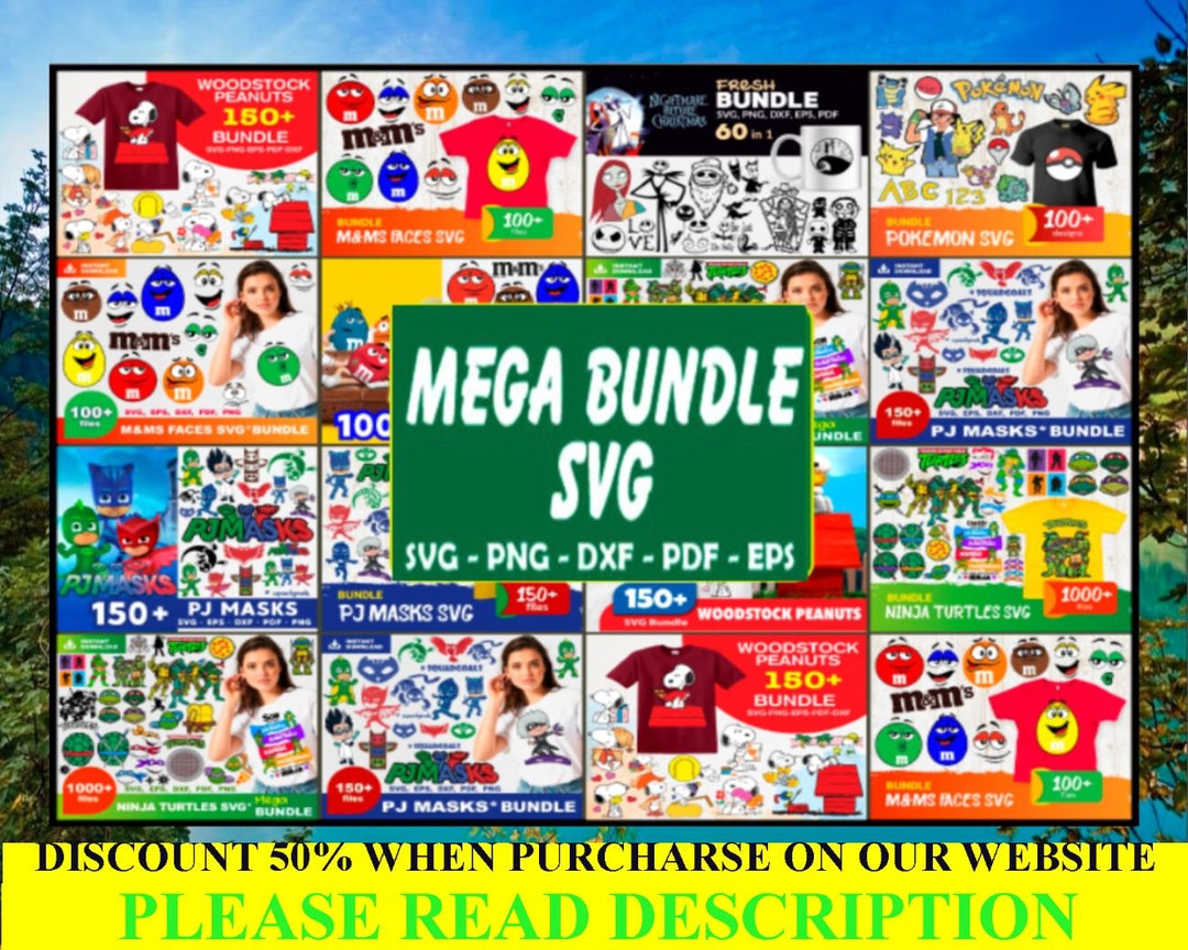 Mega Cartoon Bundle Svg, M&MS Face Svg, Ninja Svg, Pj Masks Svg - Etsy