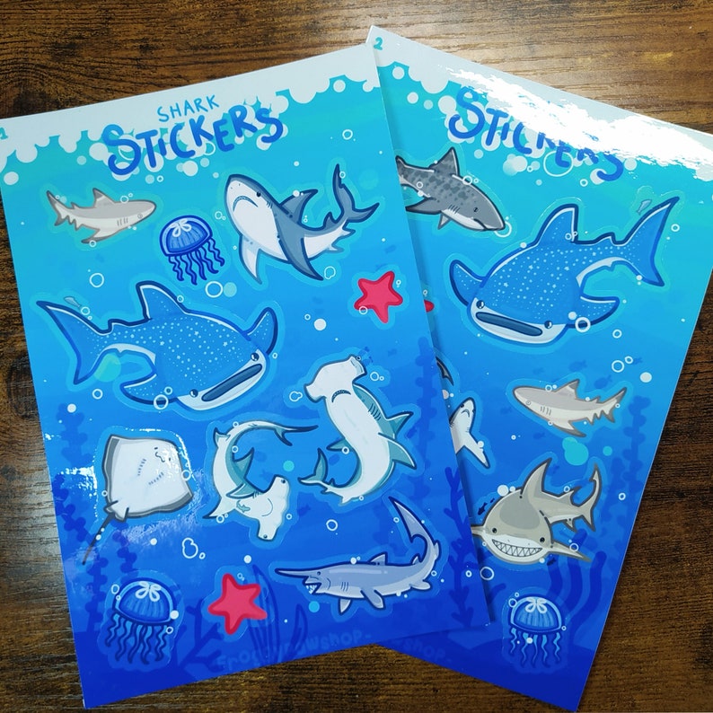 Shark Stickers Sheet - Etsy