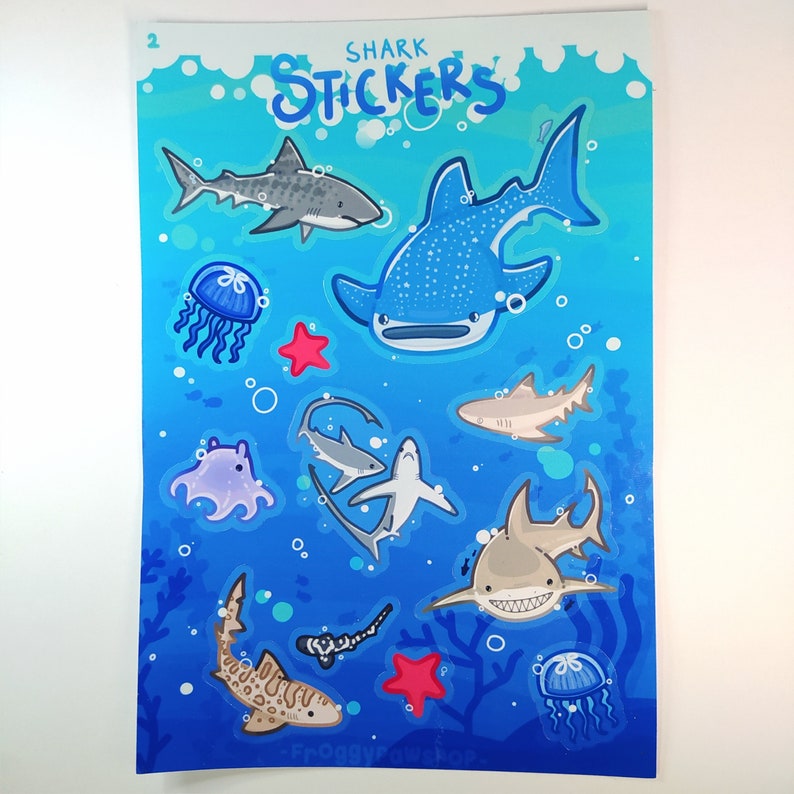 Shark Stickers Sheet - Etsy