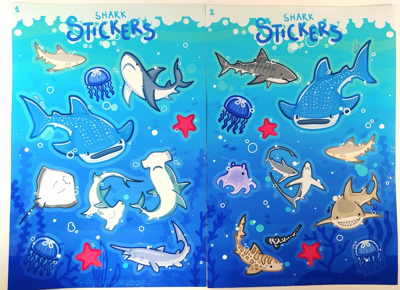 Shark Stickers Sheet - Etsy