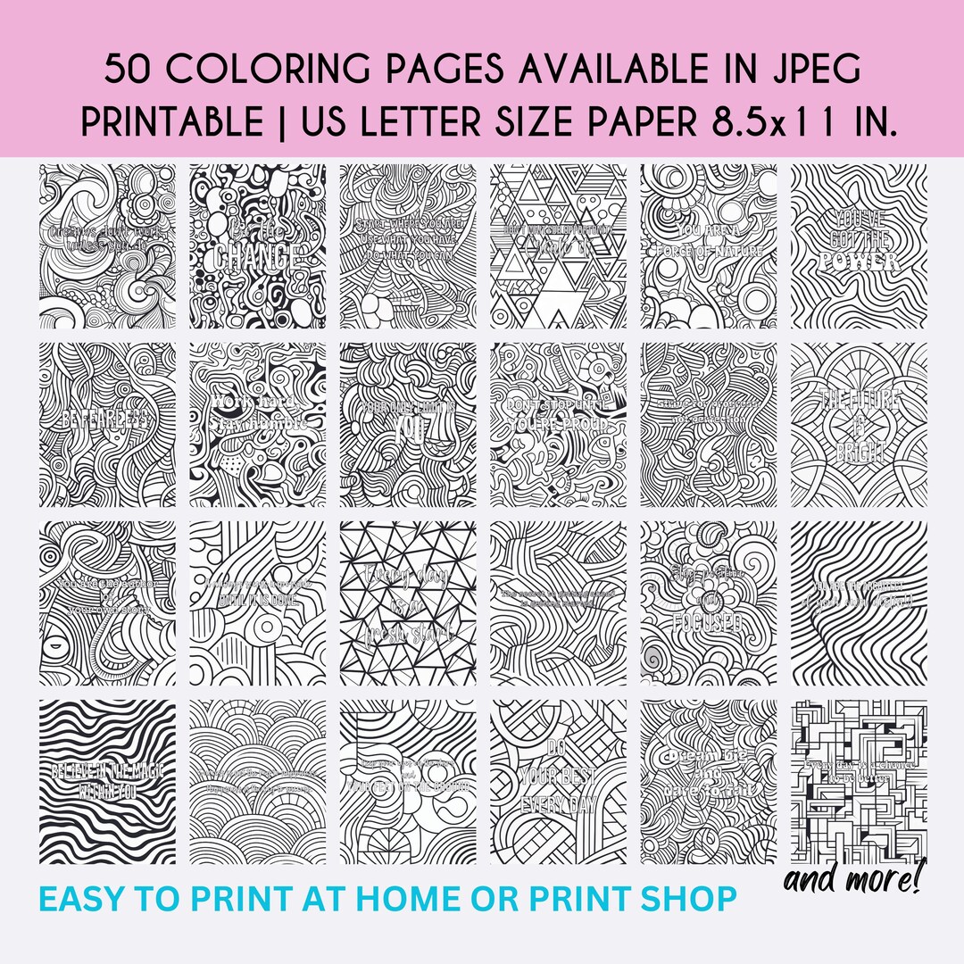 50 Abstract Patterns Coloring Pages, Inspirational & Motivational ...