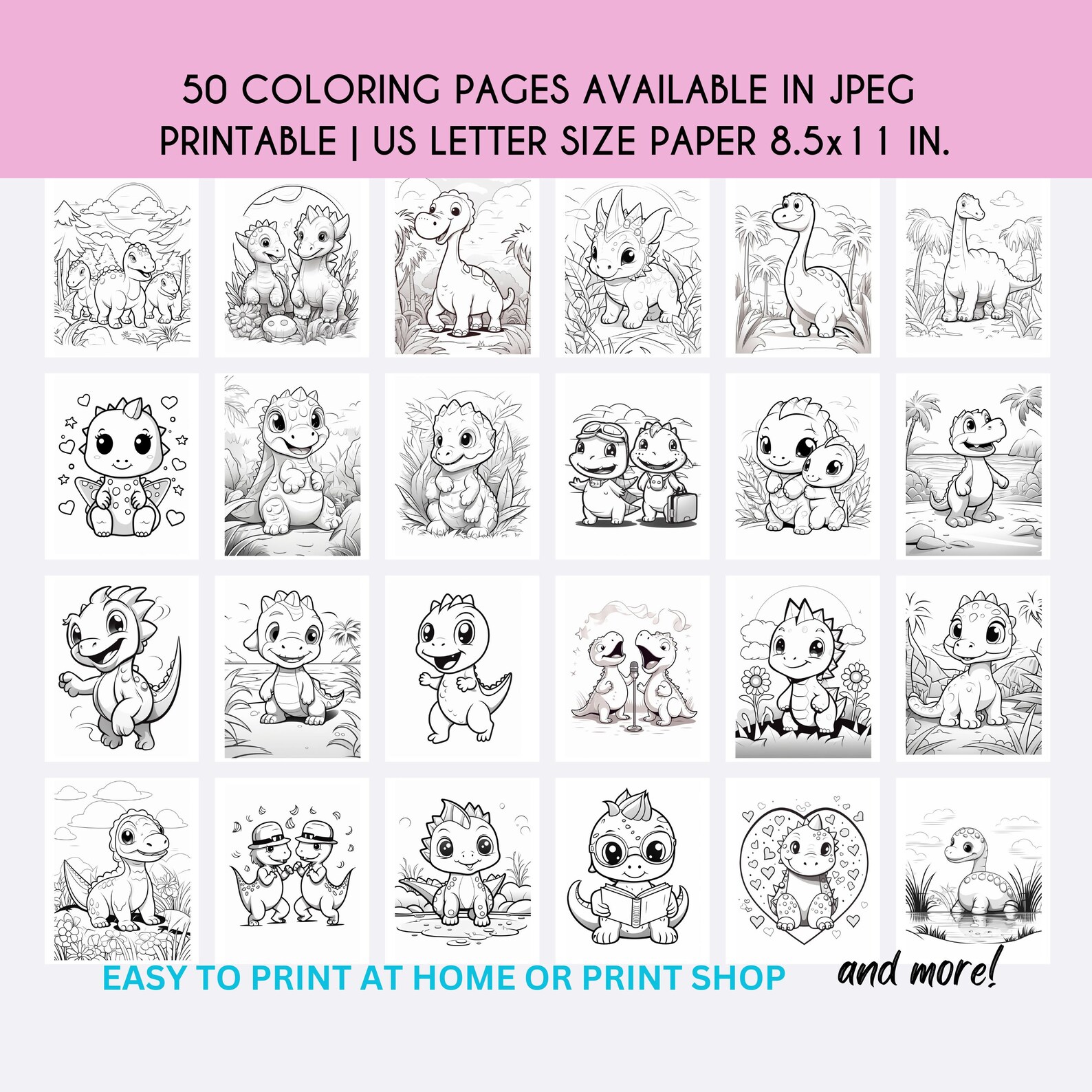 50 Dinosaur Coloring Pages, Dinosaurs Coloring Book, Coloring Sheet ...