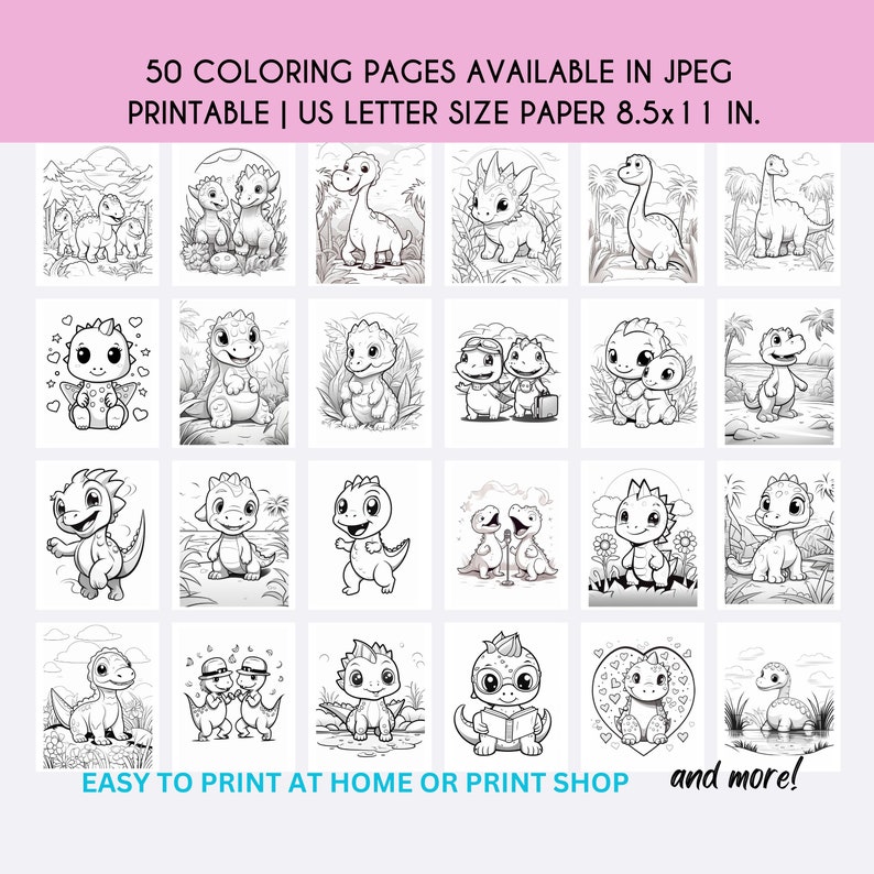 50 Dinosaur Coloring Pages, Dinosaurs Coloring Book, Coloring Sheet ...