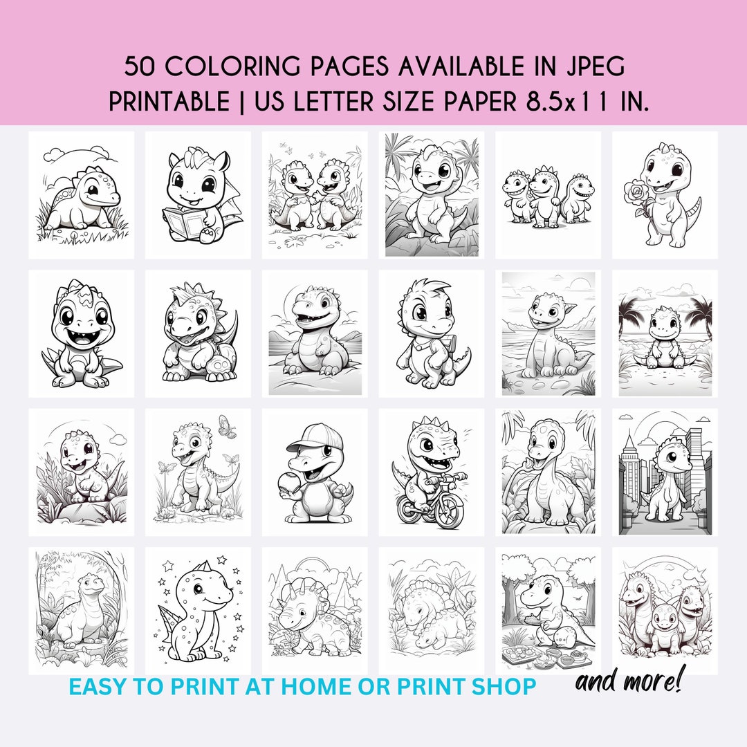 50 Dinosaur Coloring Pages, Dinosaurs Coloring Book, Coloring Sheet ...