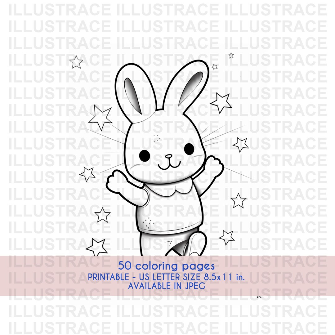 50 Bunny Coloring Pages, Bunnies Coloring Book, Coloring Sheet, Kids ...