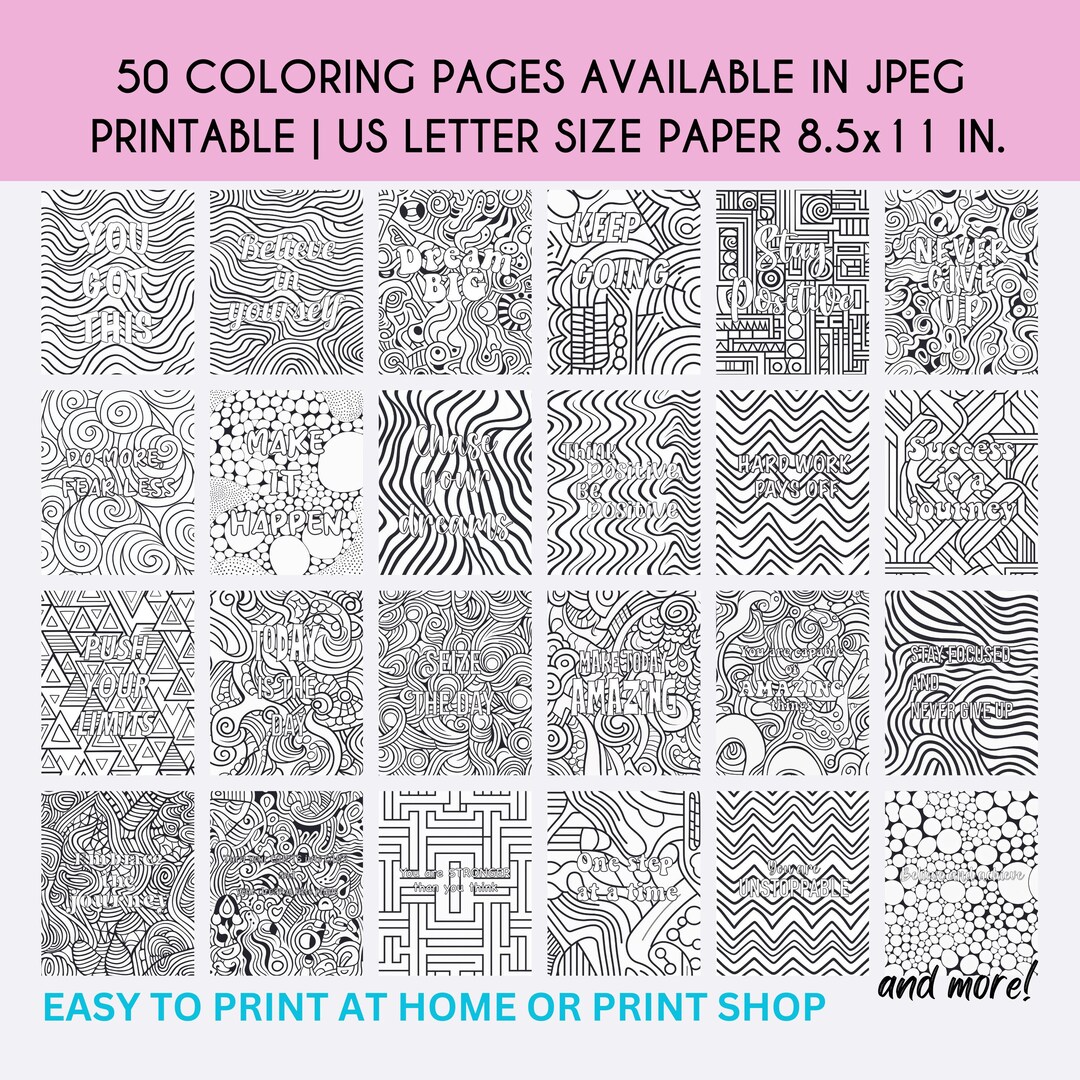 50 Abstract Patterns Coloring Pages, Inspirational & Motivational ...